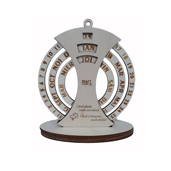 Calendar perpetuum, lemn stratificat, gravat, Craftlaser, 20 cm X 23 cm ...