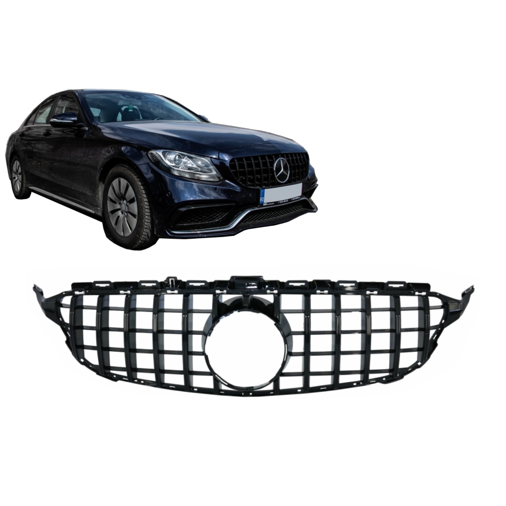Grila Centrala compatibil cu Mercedes C-Class W205 S205 A205 C205 2014-2018 GT-R Panamericana ...