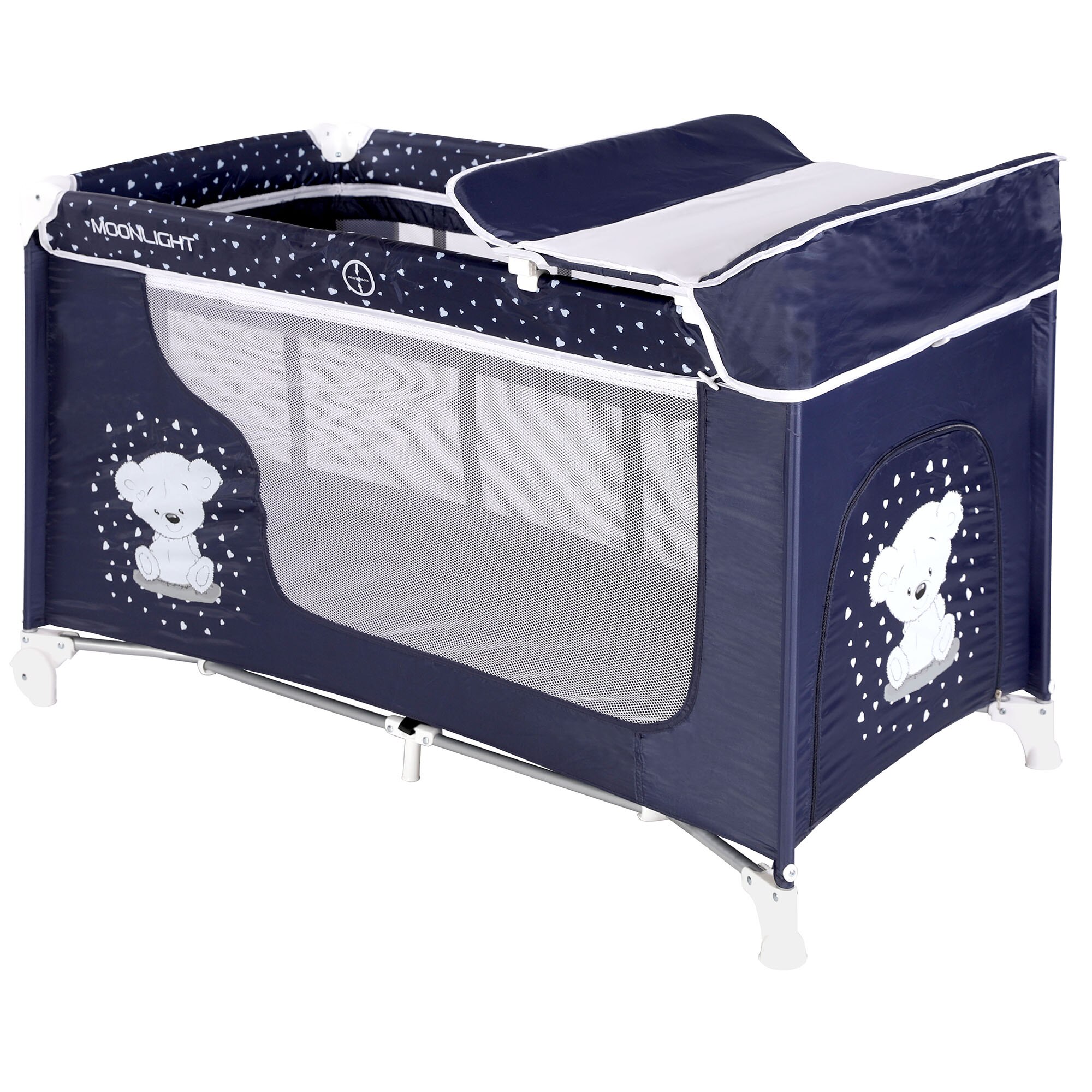 Pat pliant Lorelli Classic Moonlight, 2 nivele si masuta de infasat ...