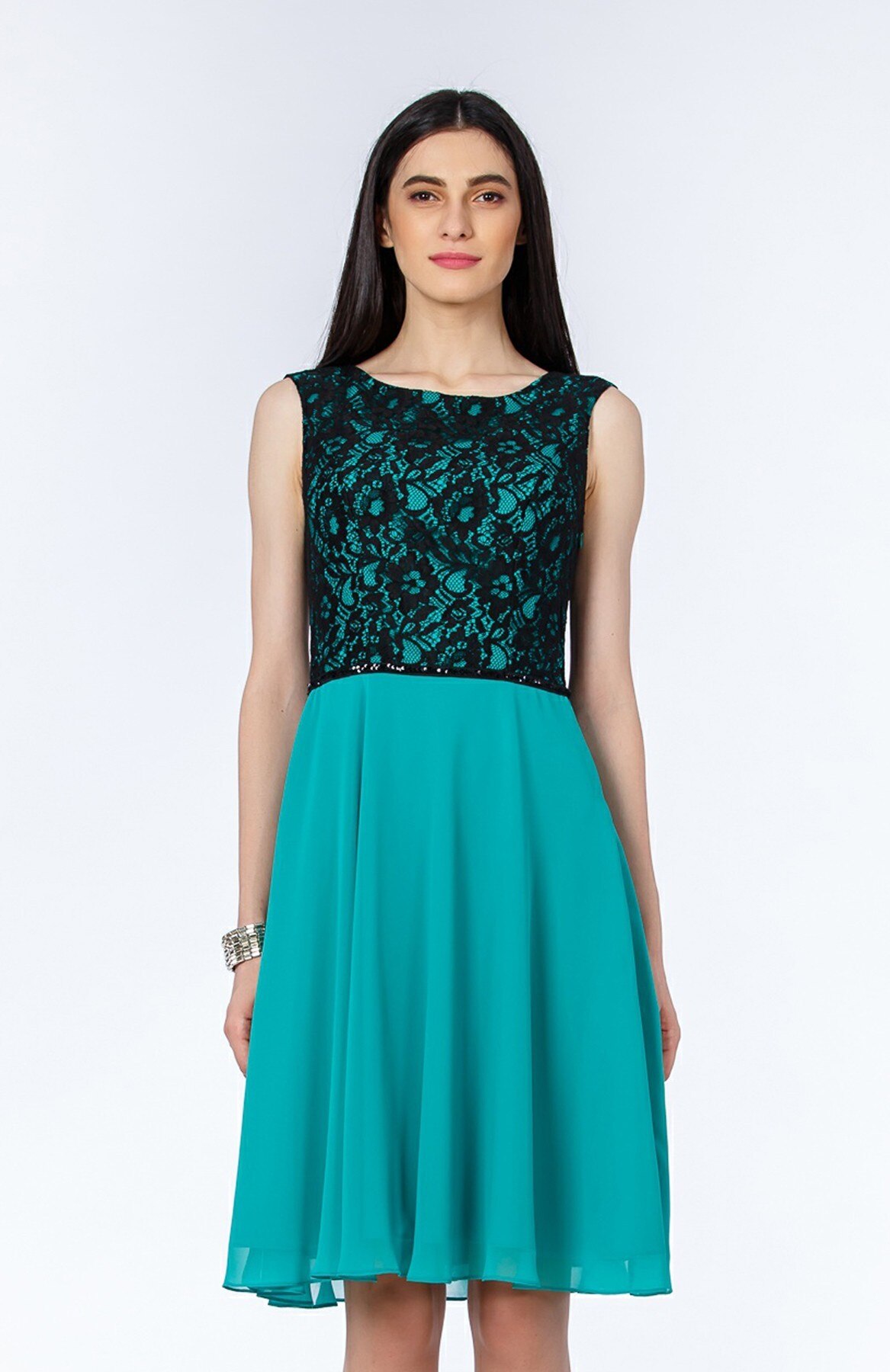 Rochie dantela SLE382, Verde Sense, 40 - eMAG.ro
