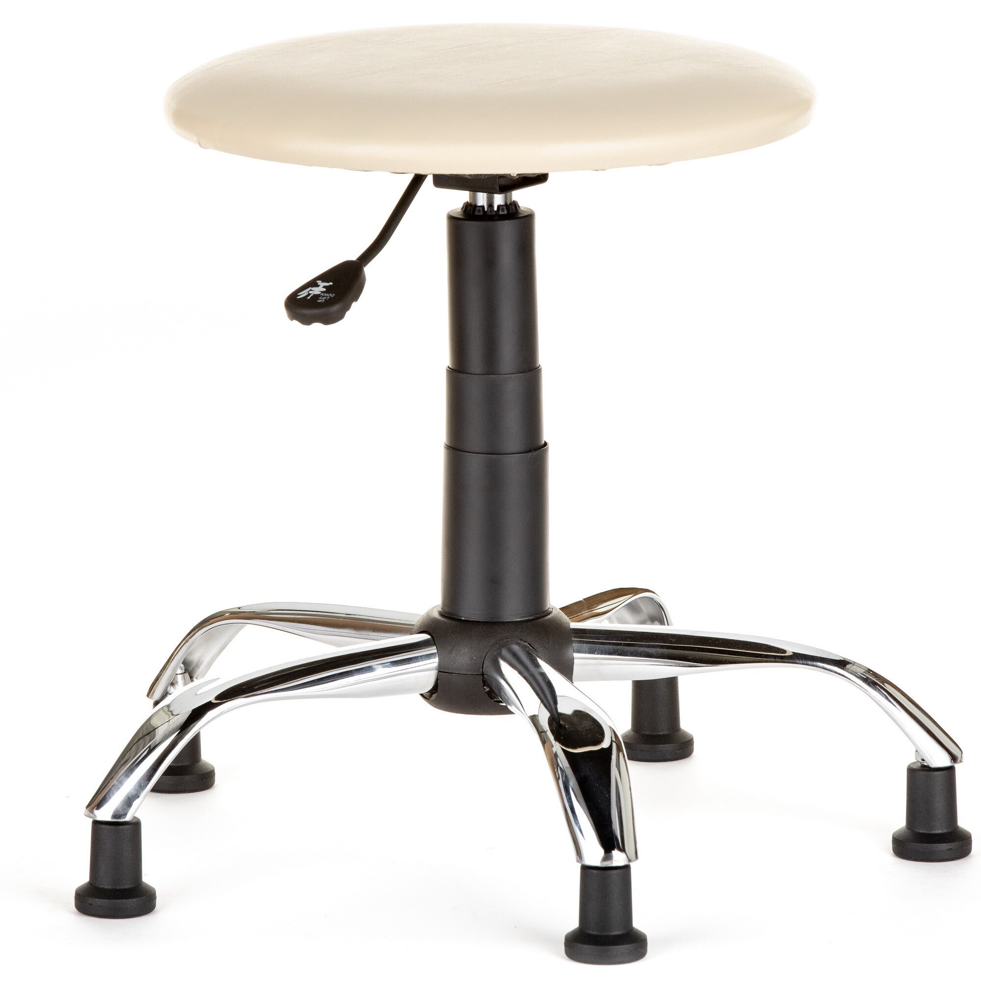 Scaun laborator QMOBILI LAB CR VE Crem, baza cromata, piele ecologica ...