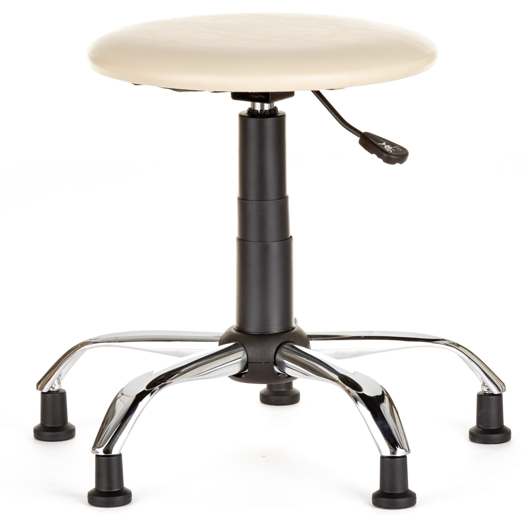 Scaun laborator QMOBILI LAB CR VE Crem, baza cromata, piele ecologica ...