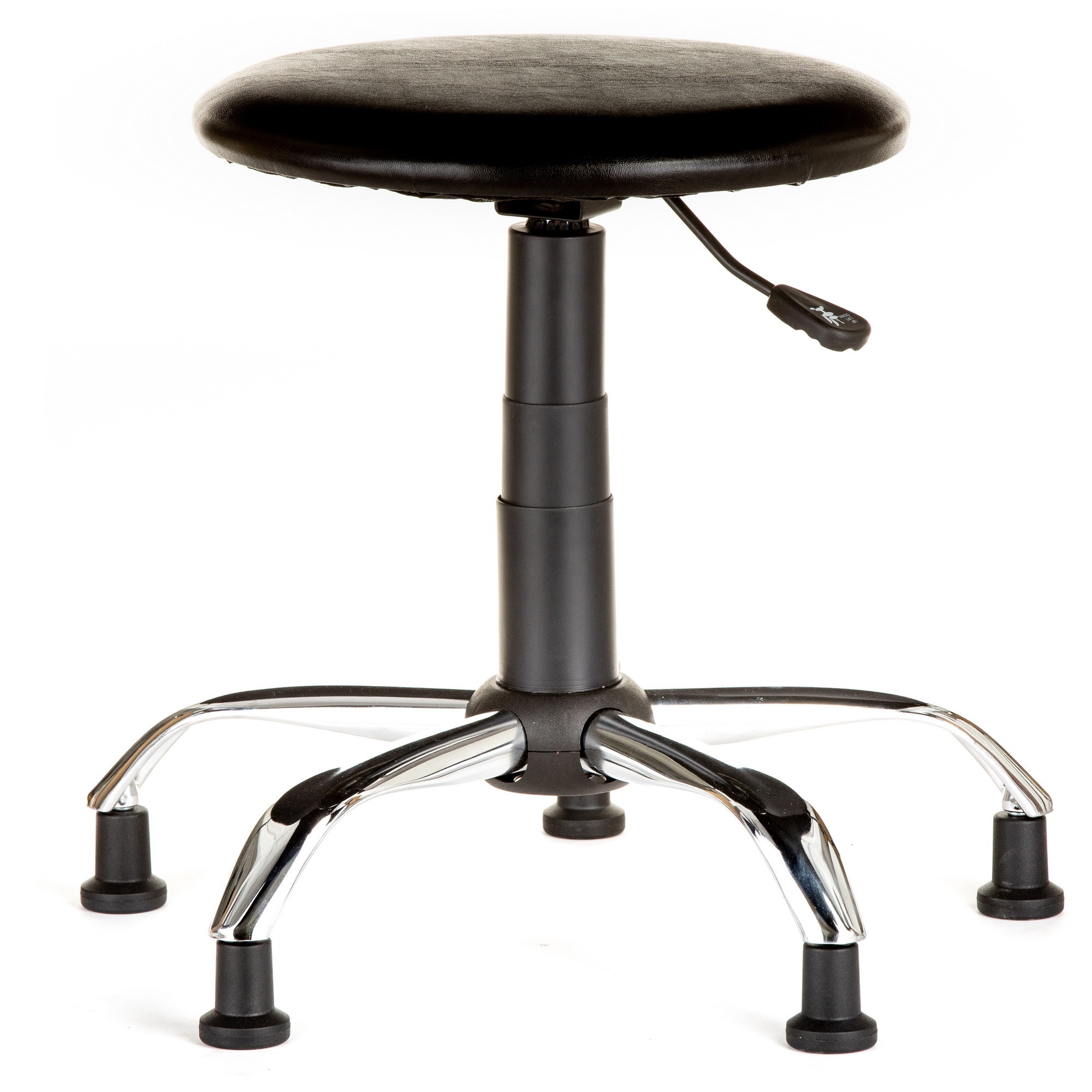 Scaun laborator QMOBILI LAB CR VE Negru, baza cromata, piele ecologica ...