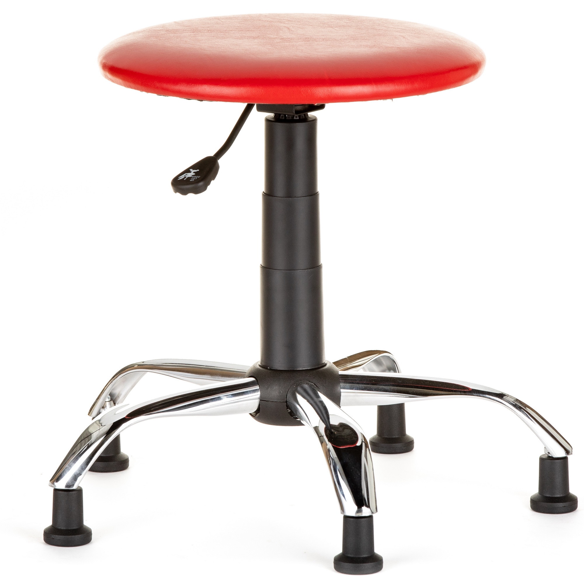 Scaun laborator QMOBILI LAB CR VE Rosu, baza cromata, piele ecologica ...