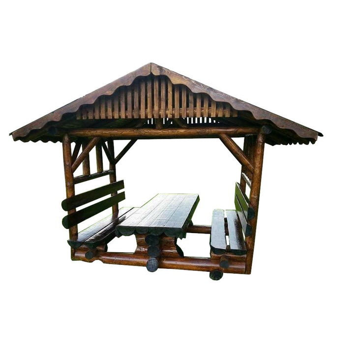 Foisor rustic de gradina din lemn rotund - eMAG.ro