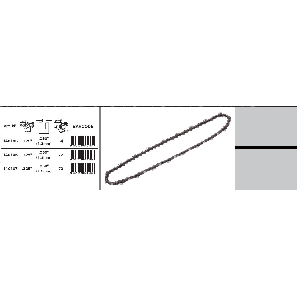 Верига за моторен трион, Raider, .325".050" (1.3 mm), 72 шпори - eMAG.bg