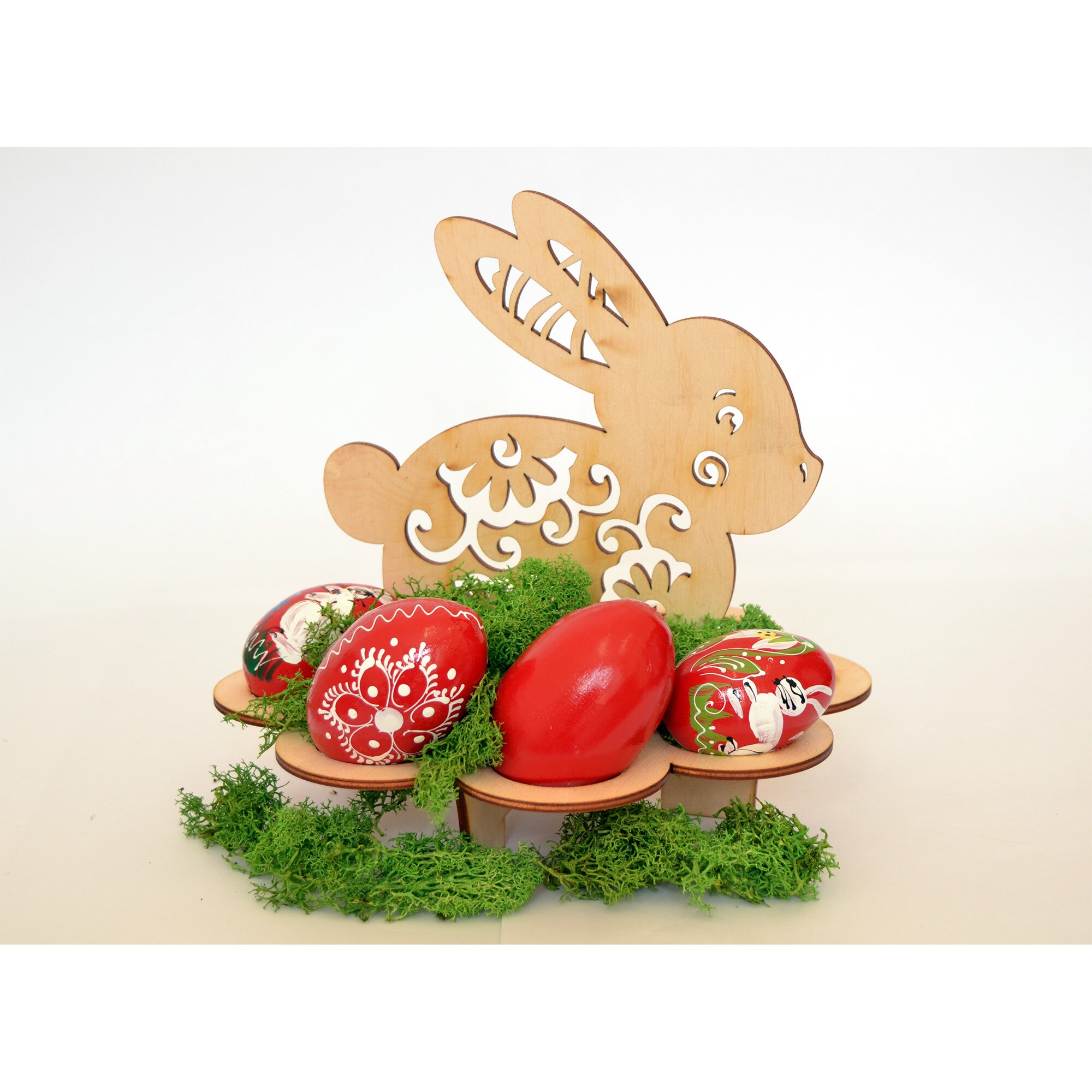 Suport oua de Pasti din lemn in forma de iepure 20x20x21 cm - eMAG.ro