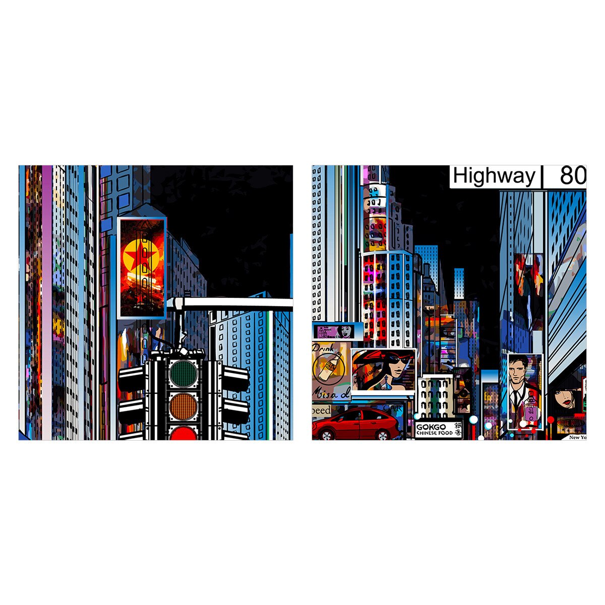 Ceas de perete din sticla 40x40 cm, New York Animat, C3AC40x40-2720 ...