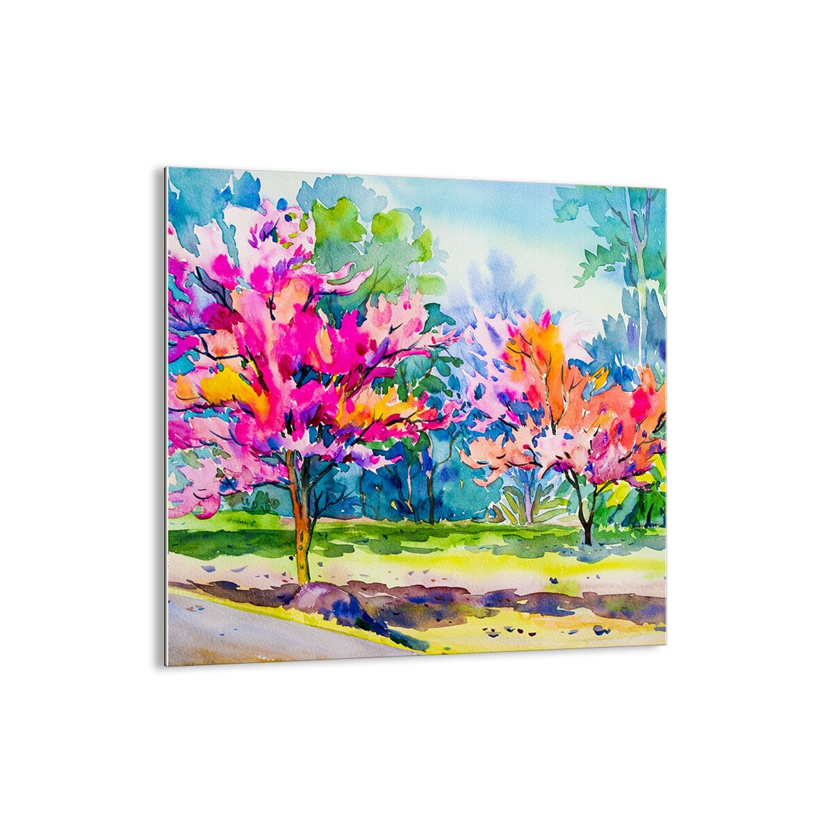 Tablou pe sticla 60x60 cm, Parc Cu Copaci Si Vara, GAC60x60-2941 - eMAG.ro