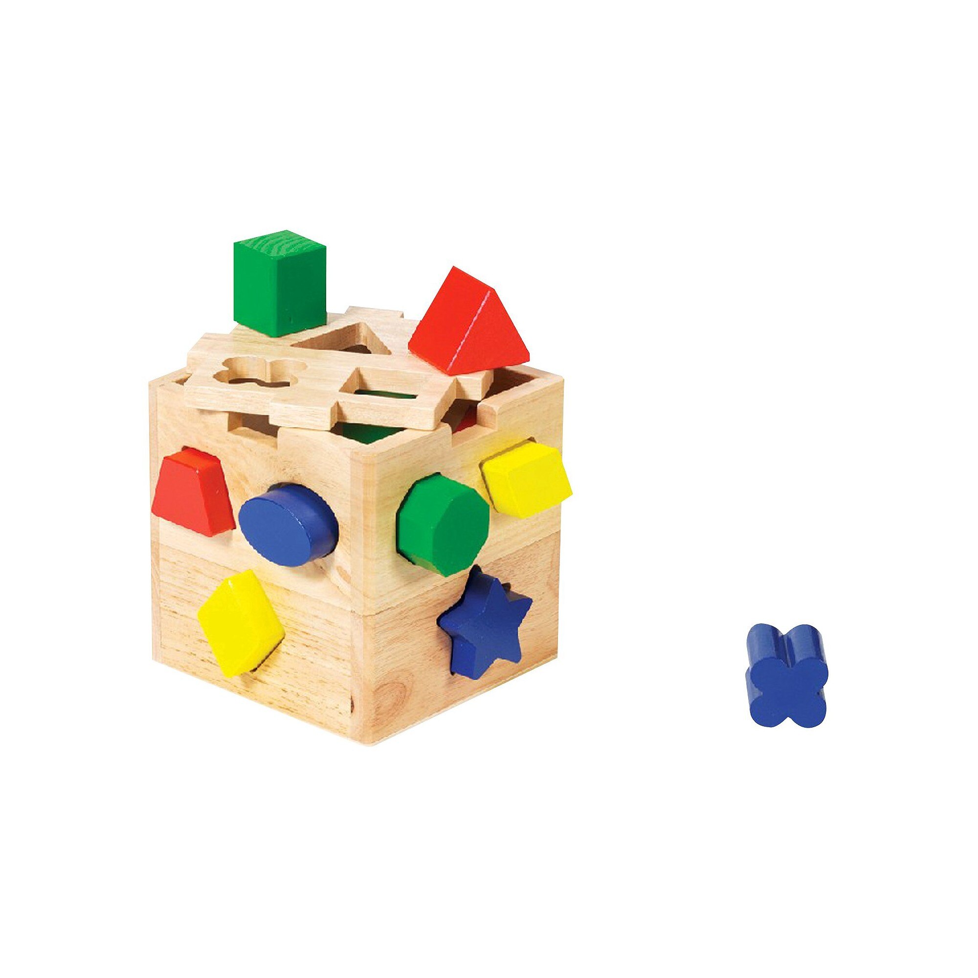Cub sortator Fisher-Price®, cubul +12 corpuri geometrice, lemn 100% ...
