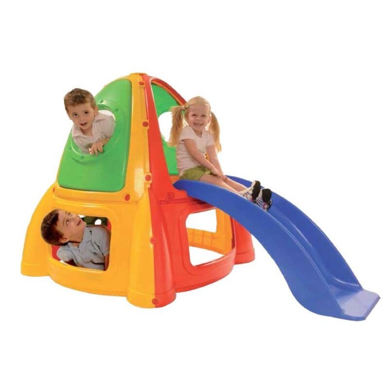 Loc de joaca Trufi Star, cu tobogan si casuta, din plastic - eMAG.ro