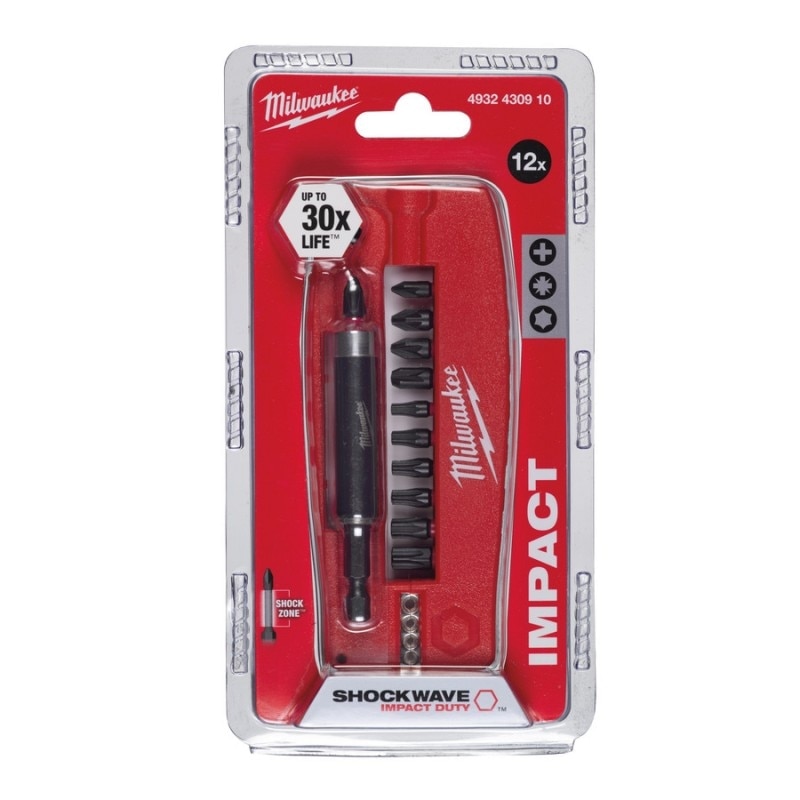 Set 11 biti de impact si un adaptor magnetic SHOCKWAVE, Milwaukee ...