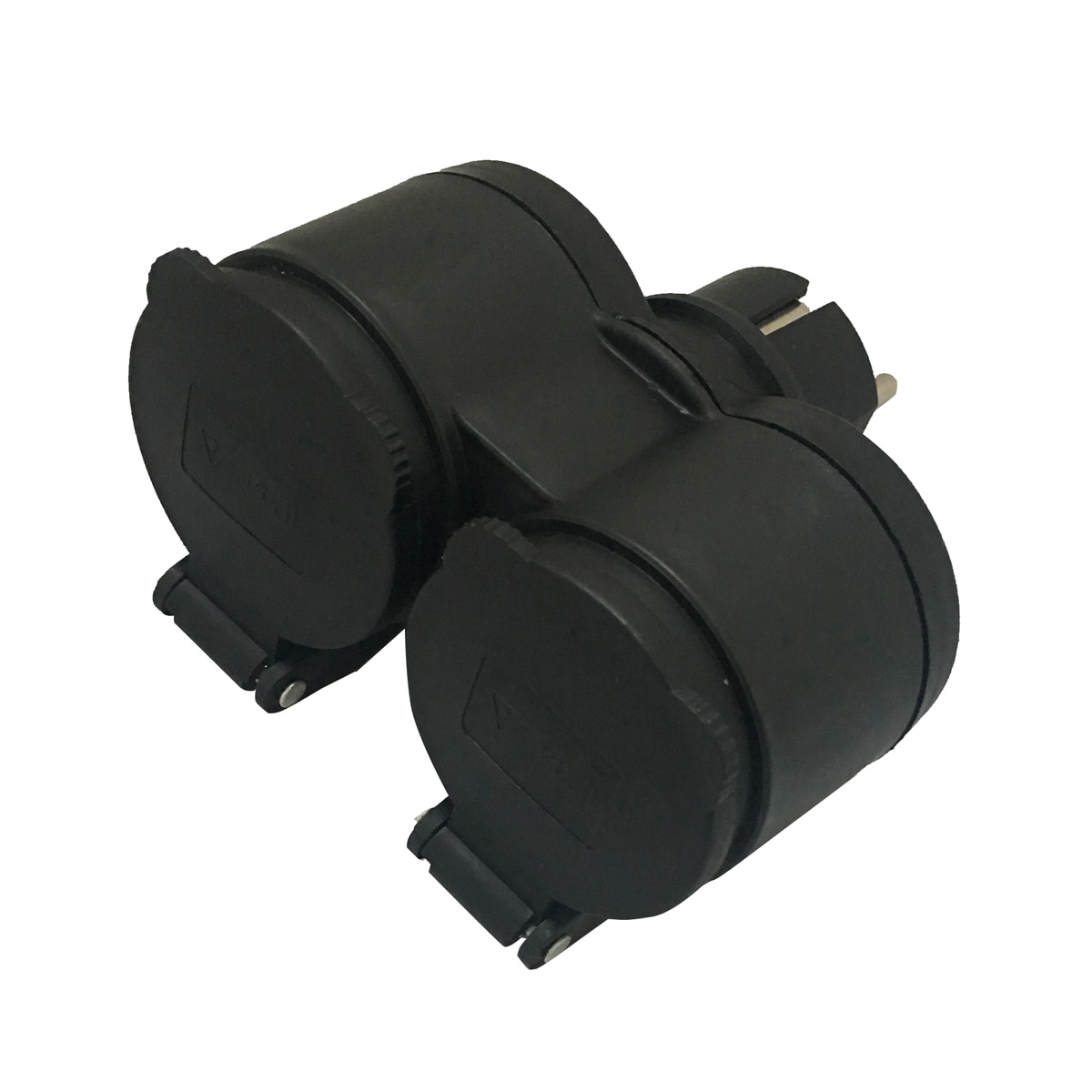 Adaptor priza Strohm, 2 prize cu capac, 16A, 3680W, 230V, IP44, Negru ...