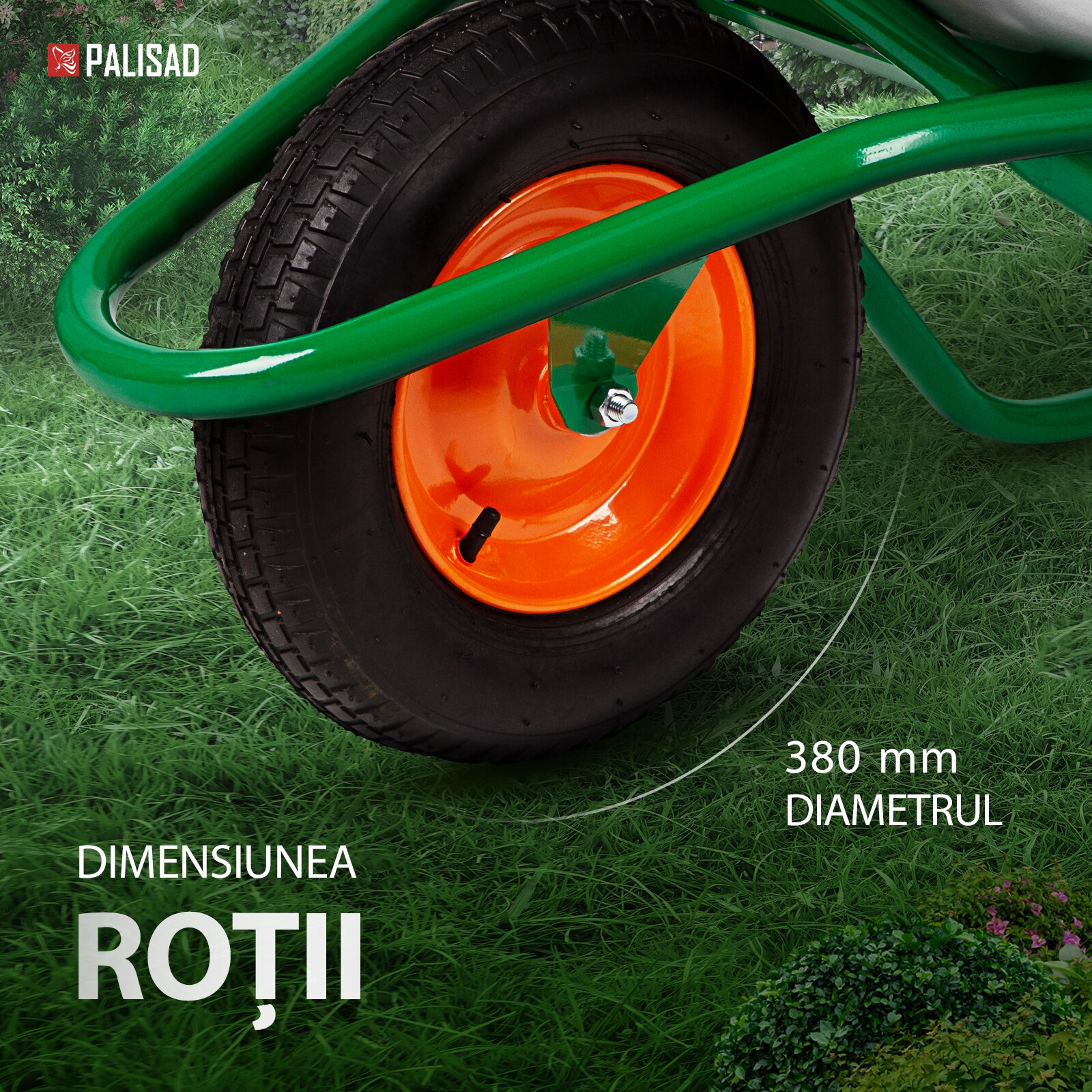 Roaba pentru gradina si constructii Palisad 90 l, maxim 200 kg - eMAG.ro