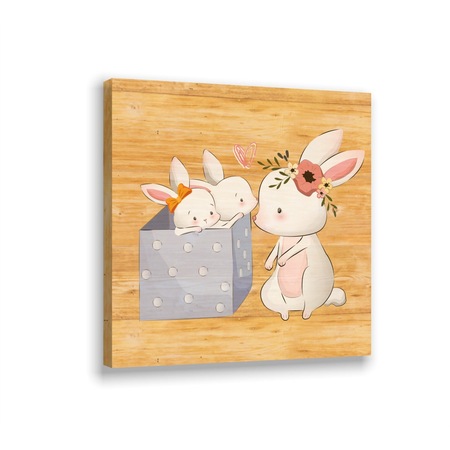 Картинка върху дърво, Майка Зайка, 20х20 см, Myroom Decor - eMAG.bg