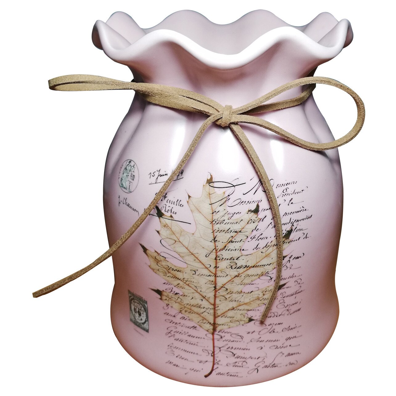 Vaza ceramica, Model Frunza Stejar, Roz, 15 cm - eMAG.ro