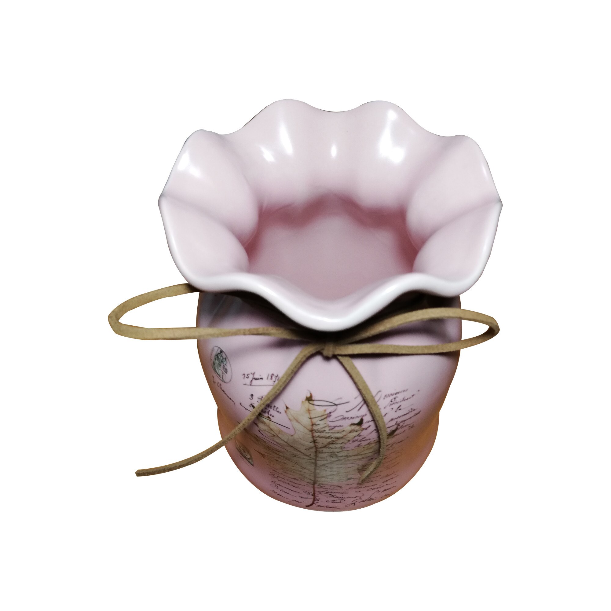 Vaza ceramica, Model Frunza Stejar, Roz, 15 cm - eMAG.ro