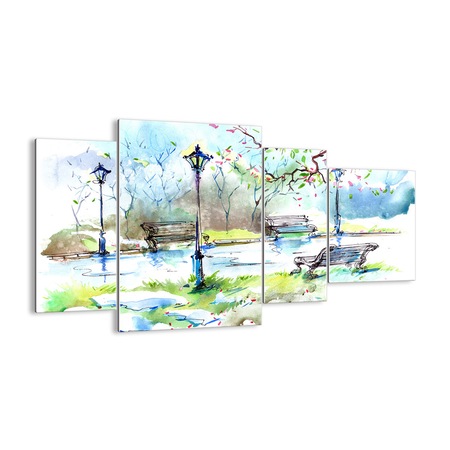 Tablou pe sticla 120x70 cm, Parc Felinar, GDL120x70-3035 - eMAG.ro