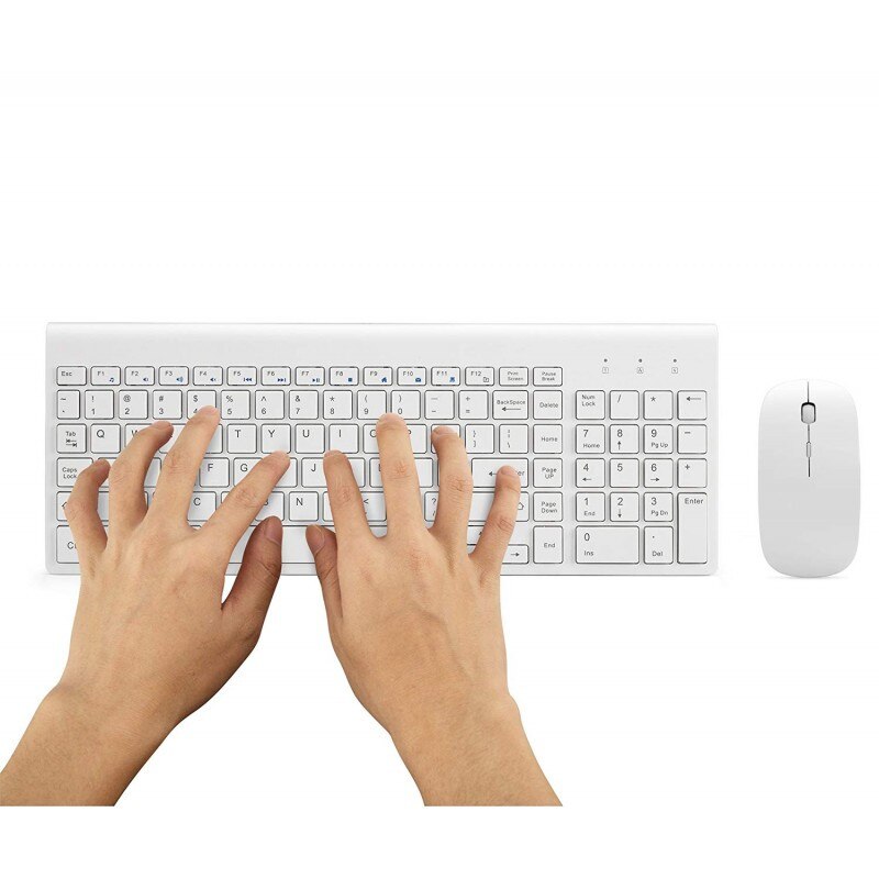 Клавиатура TopMate KM9000, Безжична, Ултра-тънка, Комплект с мишка ...