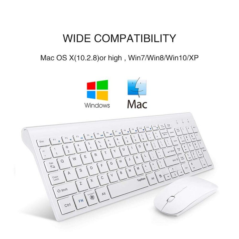 Клавиатура TopMate KM9000, Безжична, Ултра-тънка, Комплект с мишка ...