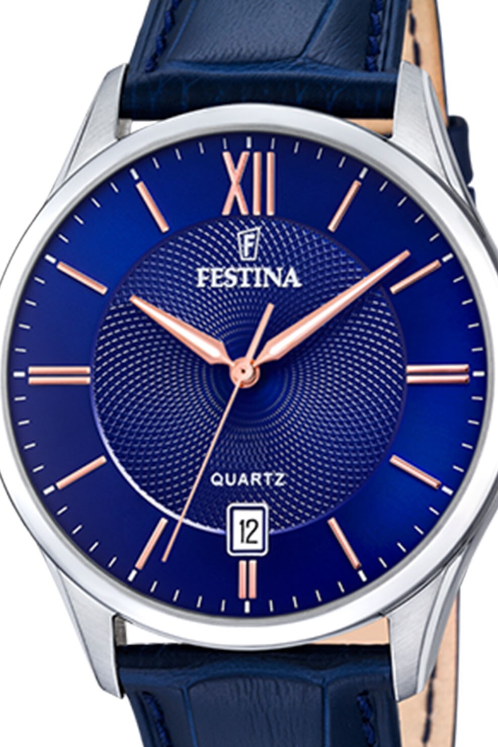 Festina, Ceas cu o curea de piele, Argintiu/Albastru - eMAG.ro