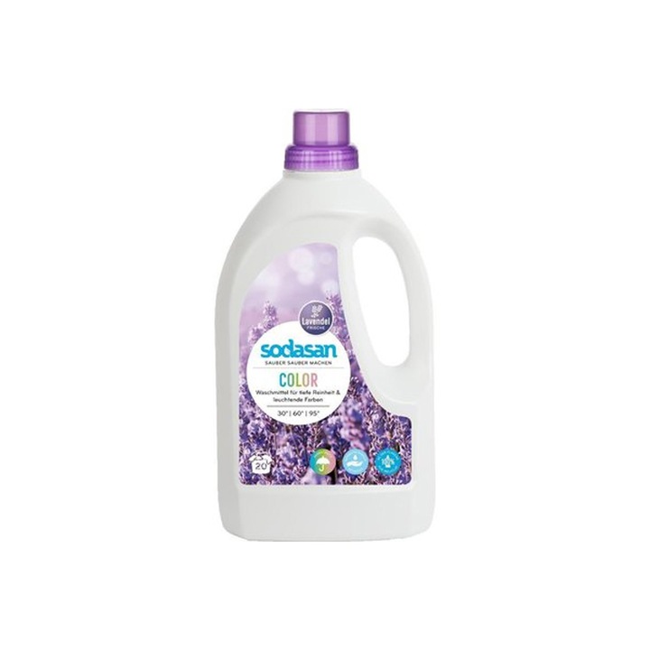 Detergent BIO lichid rufe albe si color lavanda 1,5l Sodasan - eMAG.ro