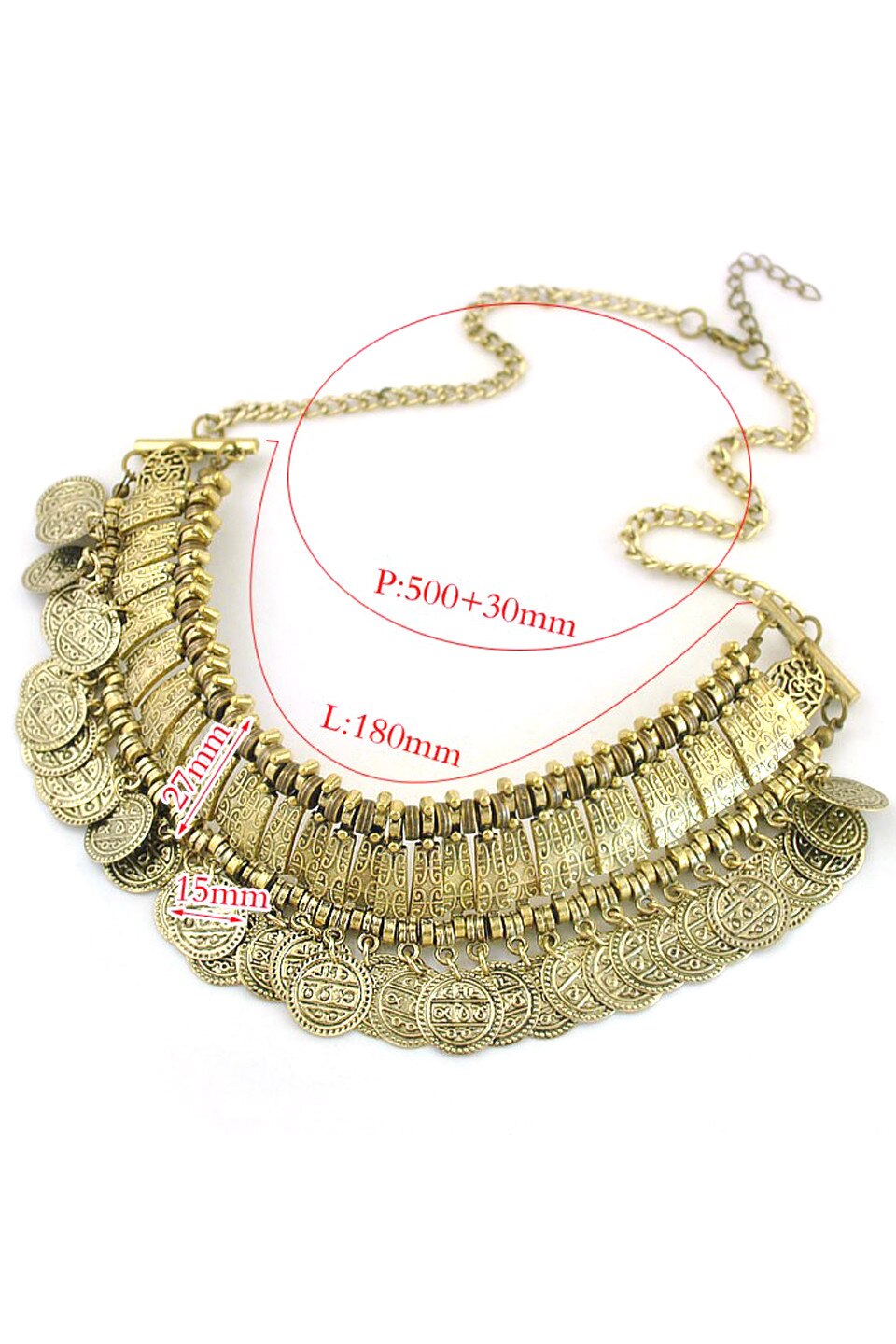 Colier ZARA auriu cu banuti vintage, pentru ocazie sau zi de zi, Model ...