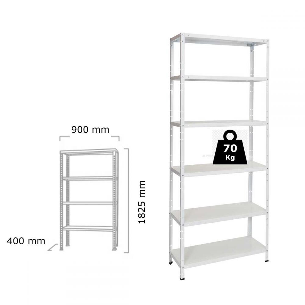 Raft metalic Stabilo 70 kg/polita, 1825x900x400 mm, 6 polite - eMAG.ro