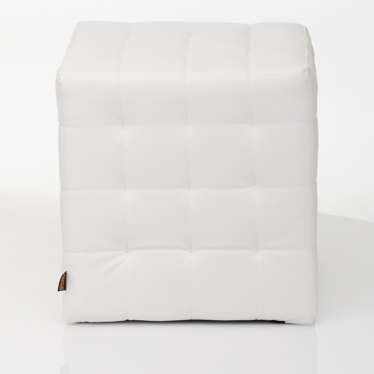 Taburet QMOBILI Bump Alb, piele ecologica, tip cub - eMAG.ro