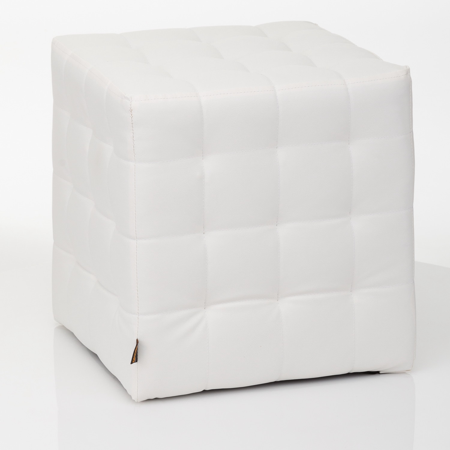 Taburet QMOBILI Bump Alb, piele ecologica, tip cub - eMAG.ro