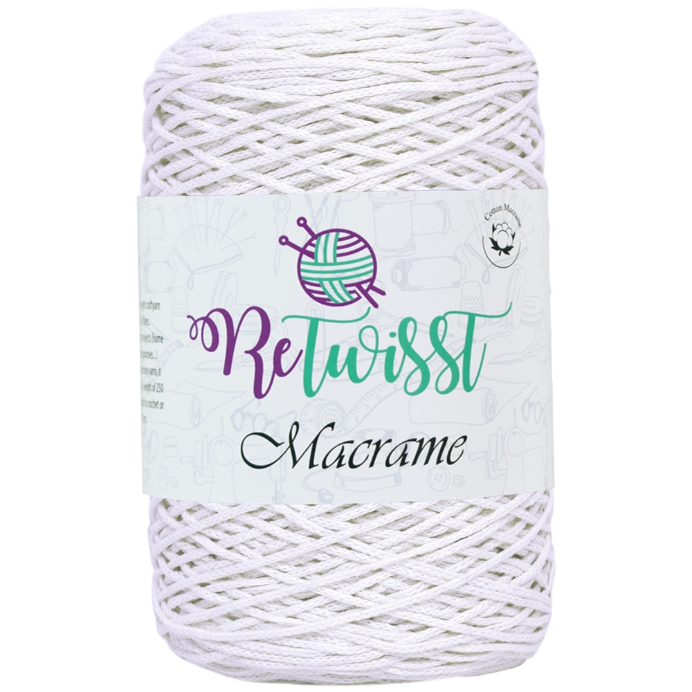 Fir Textil Macrame ReTwist 1 pentru crosetat si tricotat, bumbac, alb ...