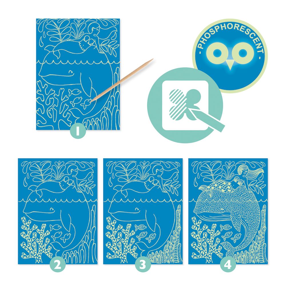 Joc creativ de razuit planse fluorescente in adancul oceanului - eMAG.ro