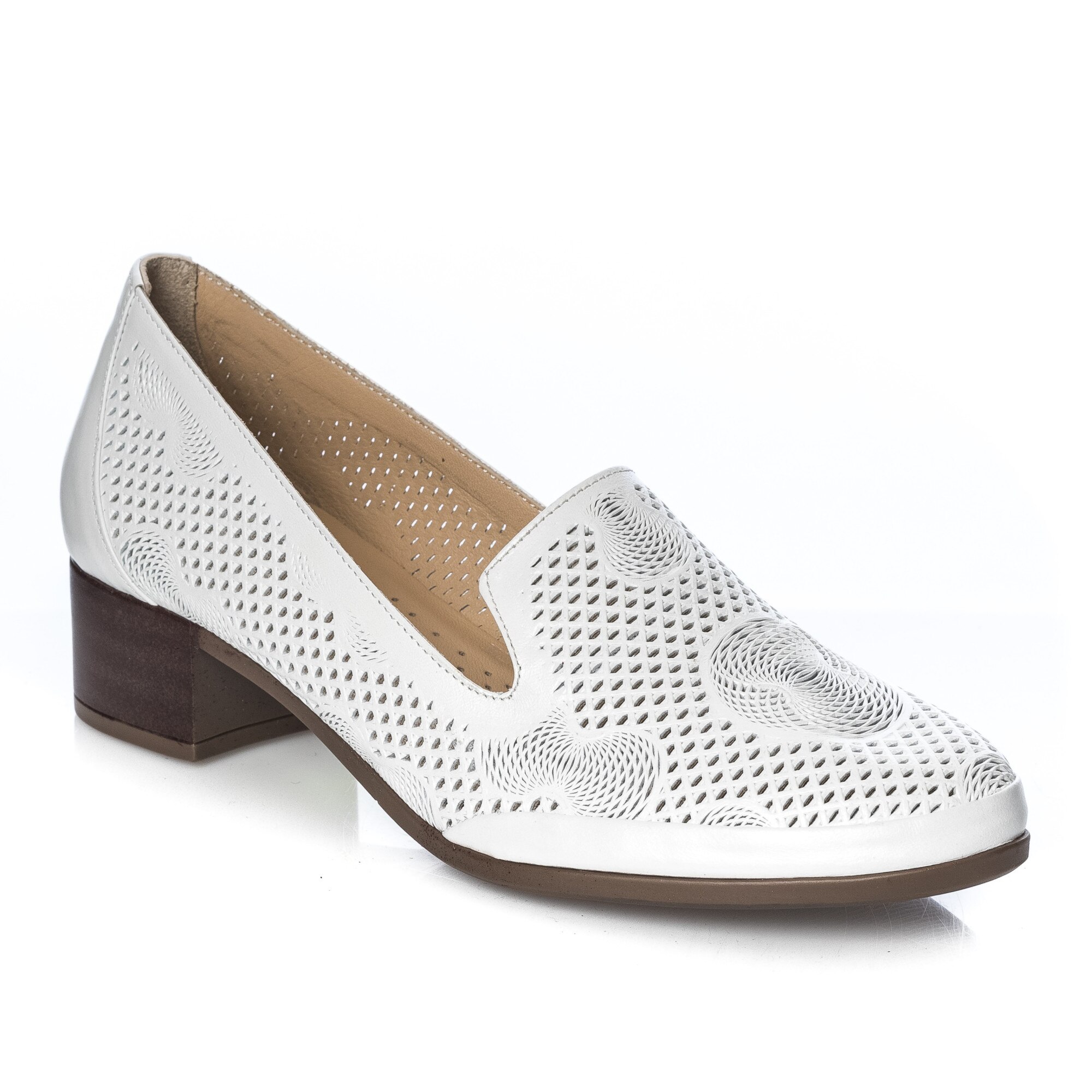 Pantofi dama din piele naturala - Alb - 304 A, 40 EU - eMAG.ro