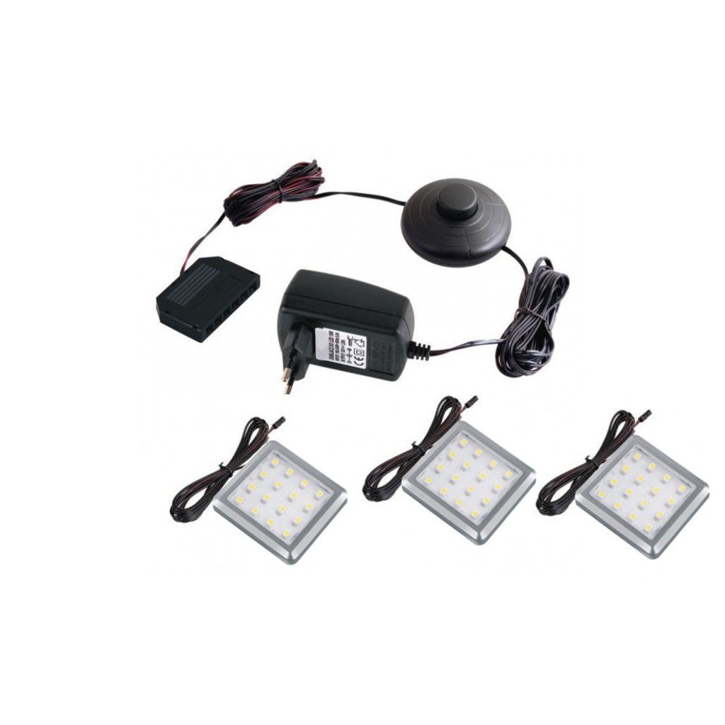 Set de 3x Spoturi LED Corp de iluminat Mobila Alimentator Aluminiu 1.5W ...