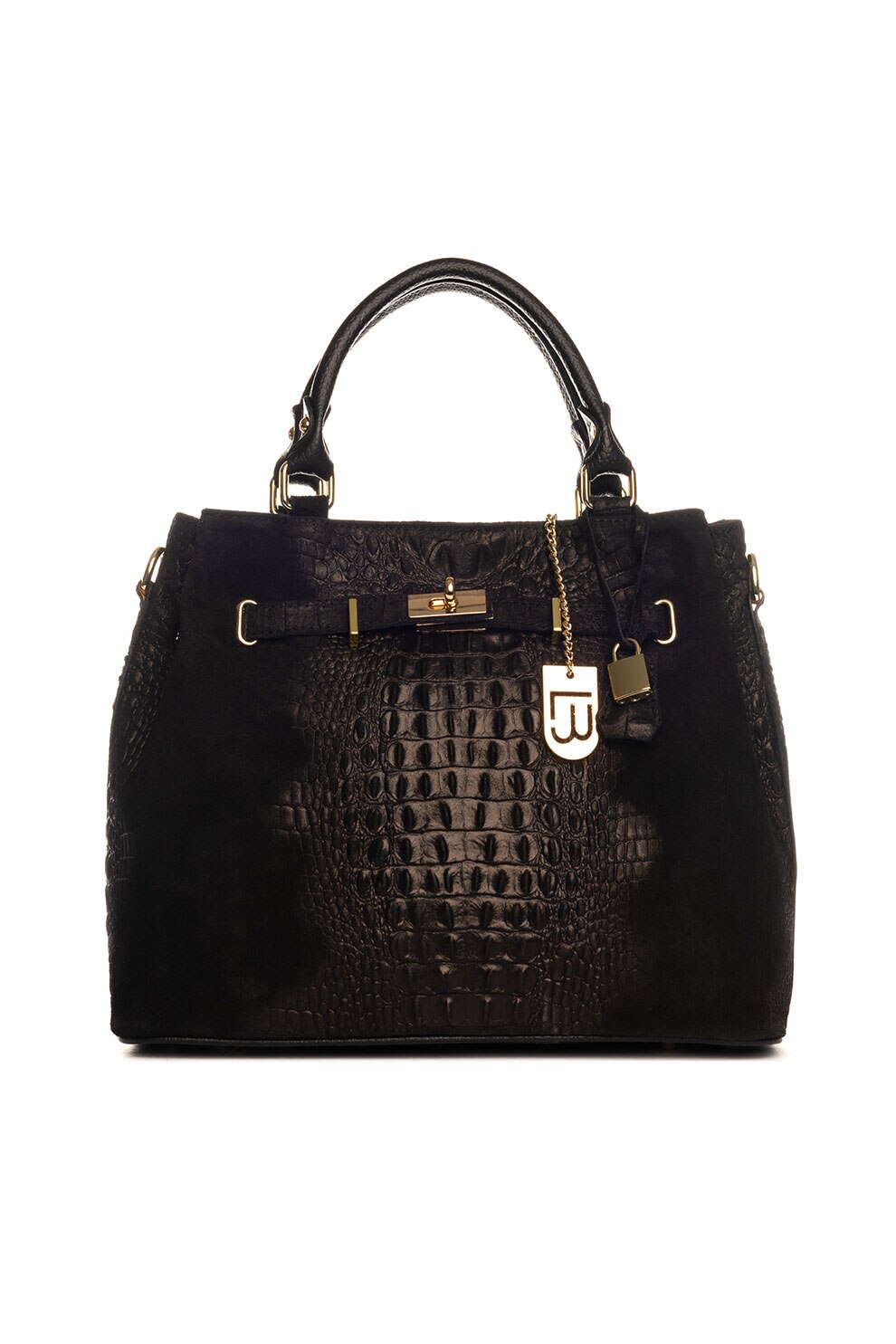 Lucca Baldi, Geanta de umar cu model reptila, Negru - eMAG.ro