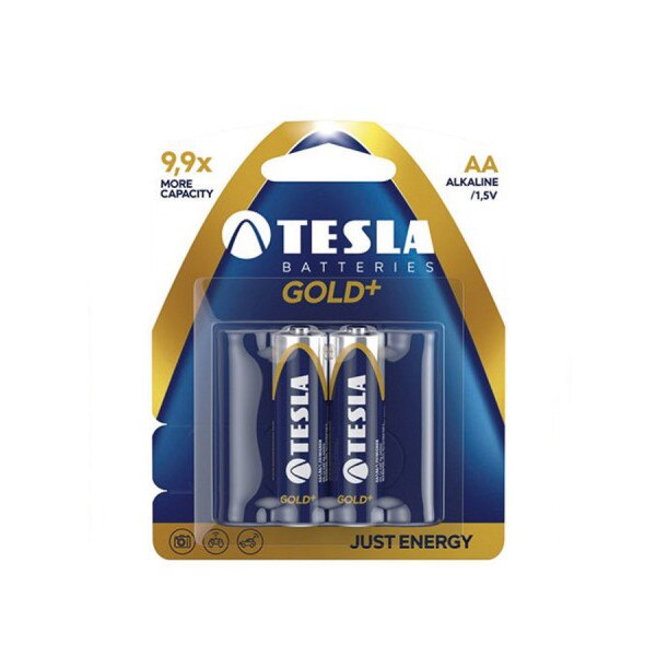 Комплект от 2 алкални батерии TESLA AA GOLD+ - eMAG.bg