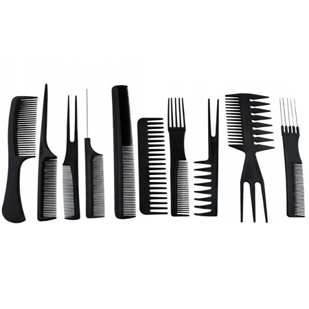 Set piepteni profesionali pentru coafura, culoare Negru, 10 bucati ...