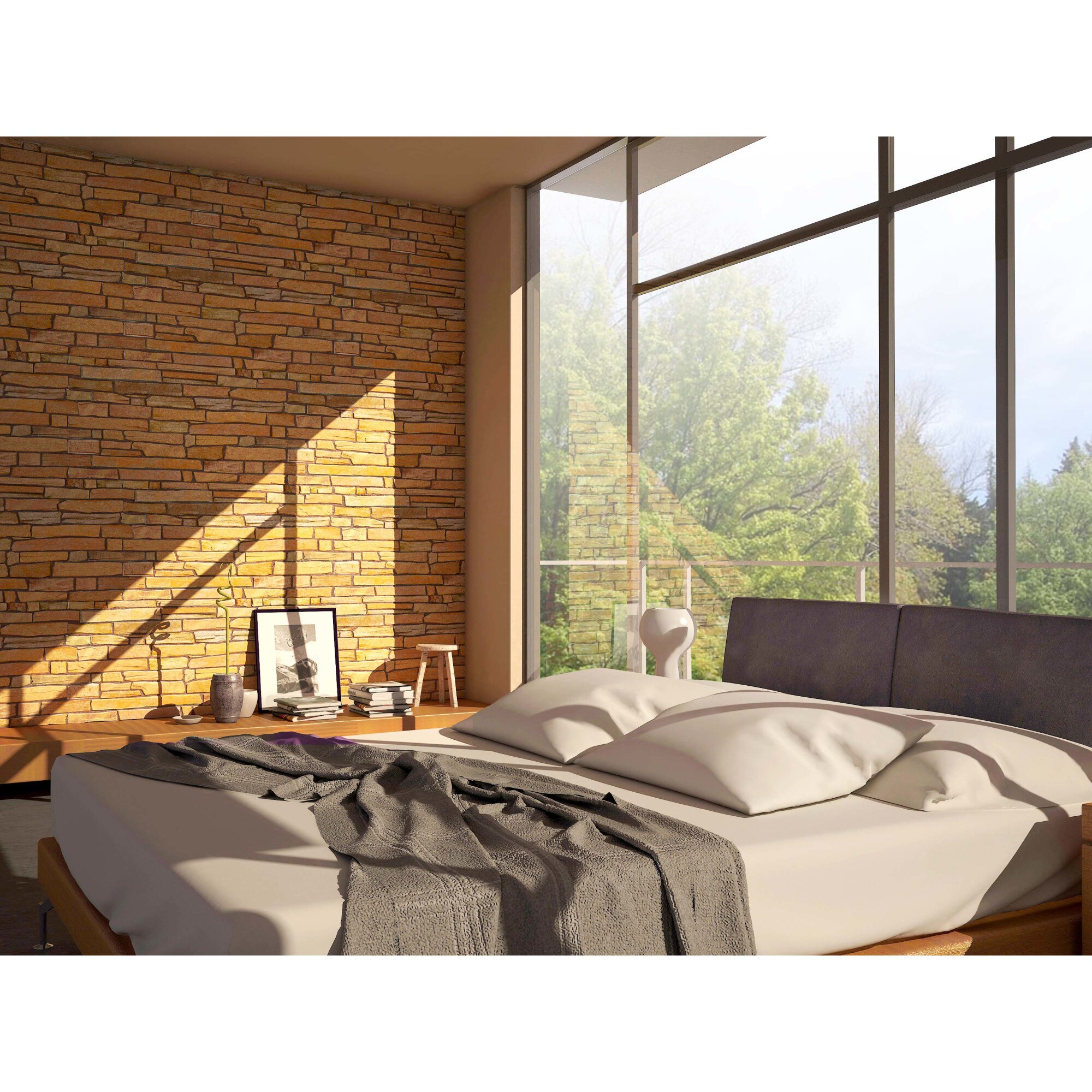 Panouri Decorative Yellow Slate Stone, PVC, set 10 bucati, suprafata ...