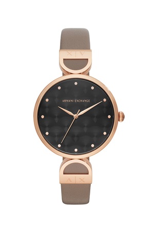 ARMANI EXCHANGE, Bőrszíjas analóg karóra, Vörösaranyszín - eMAG.hu