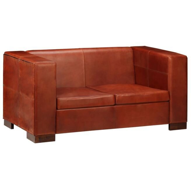 Canapea cu 2 locuri, TOT, maro inchis, piele naturala - eMAG.ro