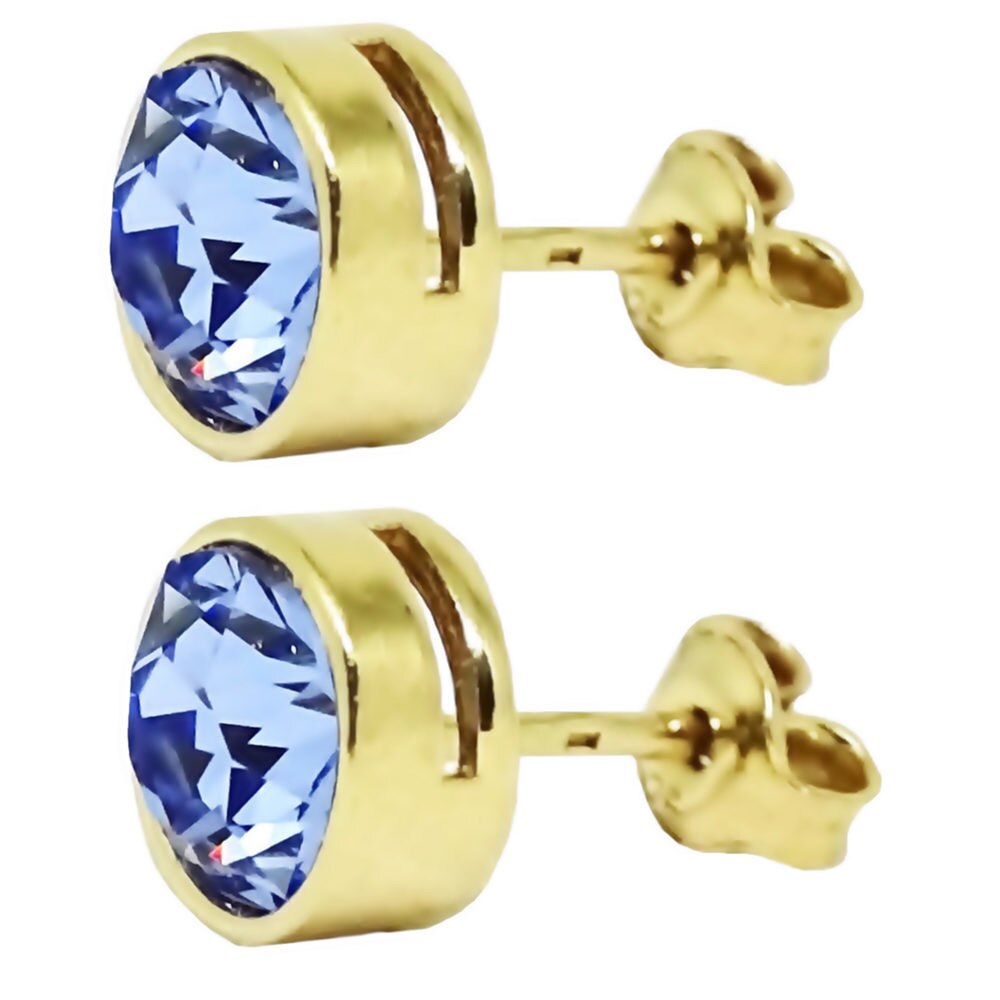 Cercei Argint 925 placati cu Aur Galben cu Cristale Bleu, GlassIdeas ...