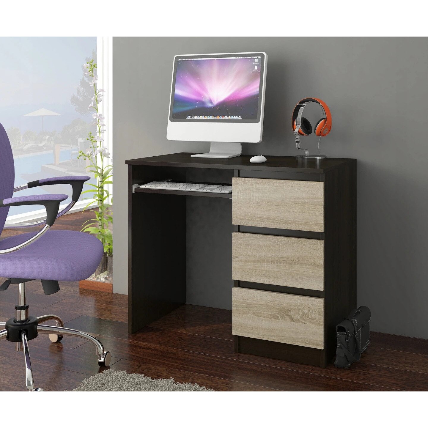 Birou, PVC, N-3 WENGE MIX SONOMA, 76x50x96 - eMAG.ro