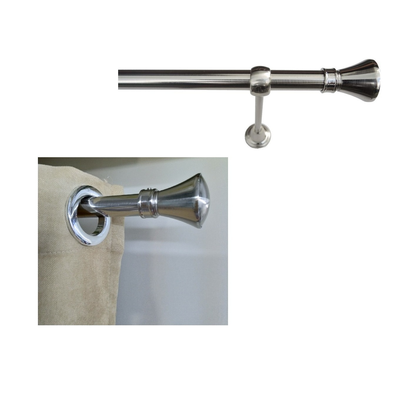 Set galerie Prince /19 - 140 cm - inox + Draperie Kadife V06 - inele ...