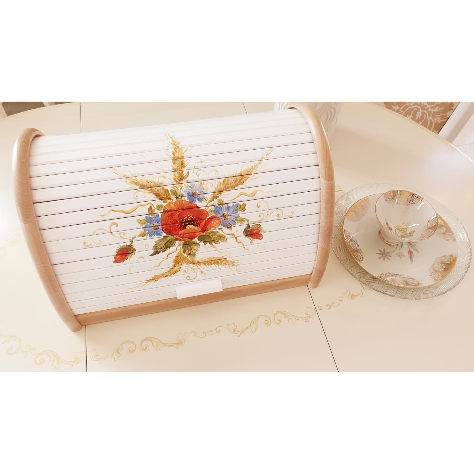 Cutie paine, pictata manual, flori de camp, Suba Decor - eMAG.ro