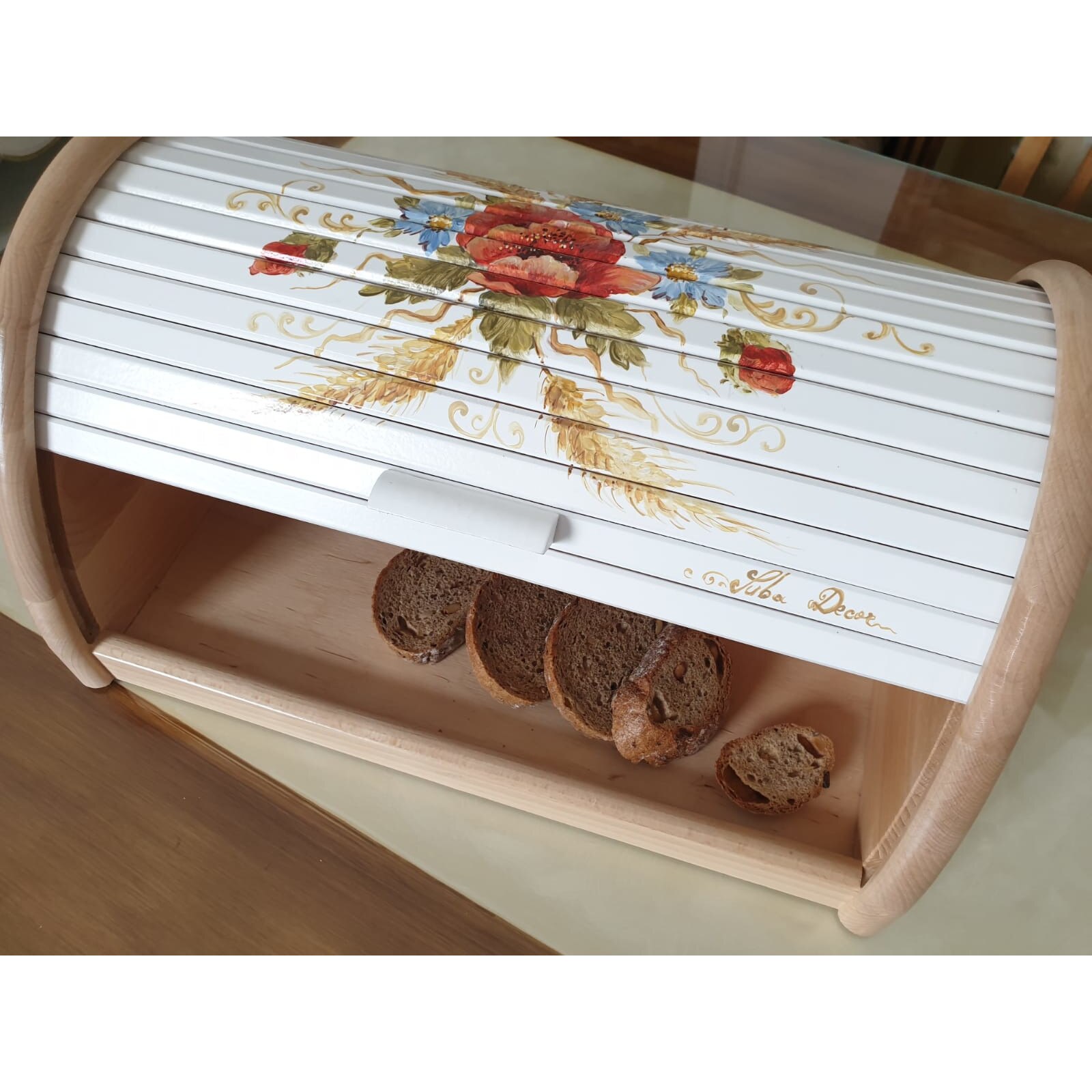 Cutie paine, pictata manual, flori de camp, Suba Decor - eMAG.ro