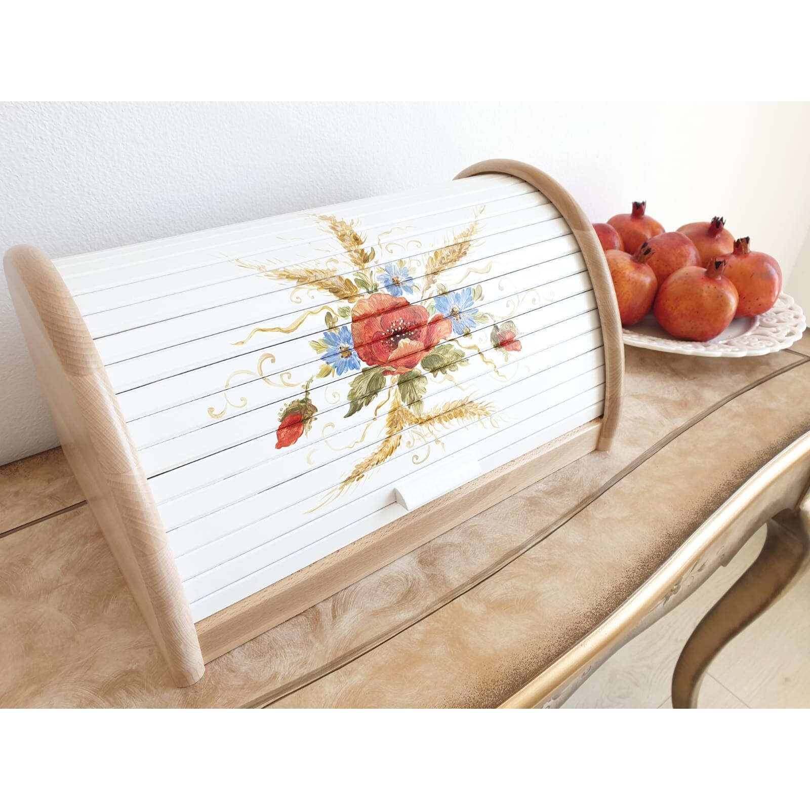 Cutie paine, pictata manual, flori de camp, Suba Decor - eMAG.ro