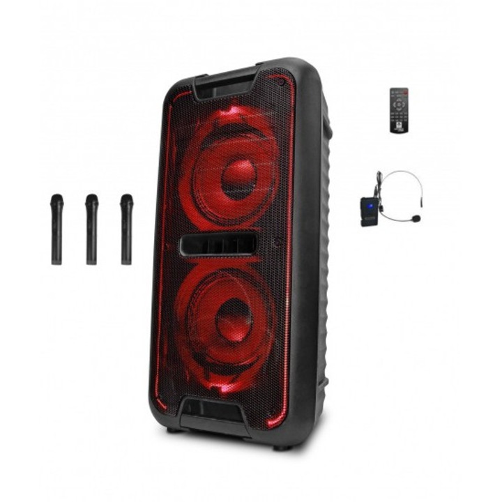 Boxa portabila cu acumulator LI-ION, putere 1000W, Bluetooth, 3 ...