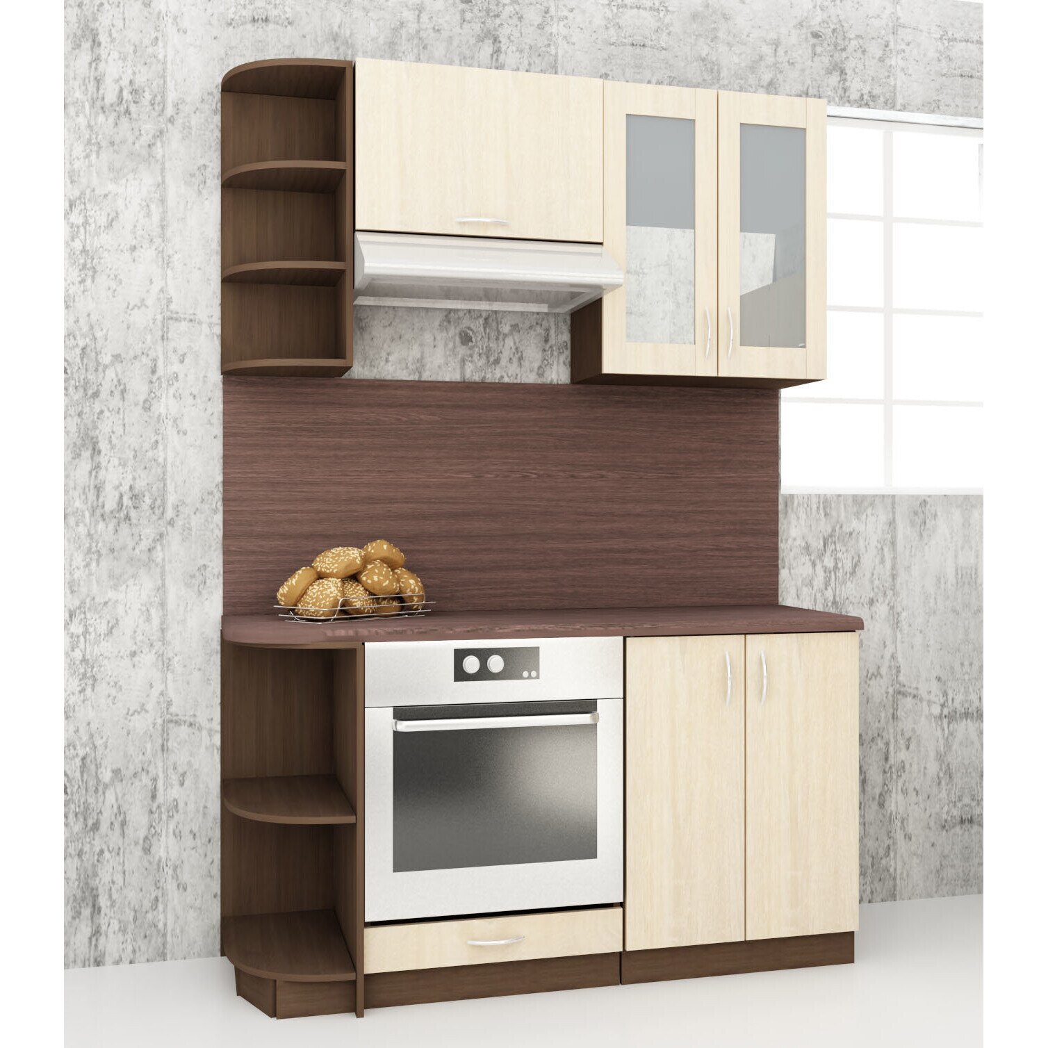 Corp superior de bucatarie Sani Modest B-80x72 cm Wenge si Stejar ...