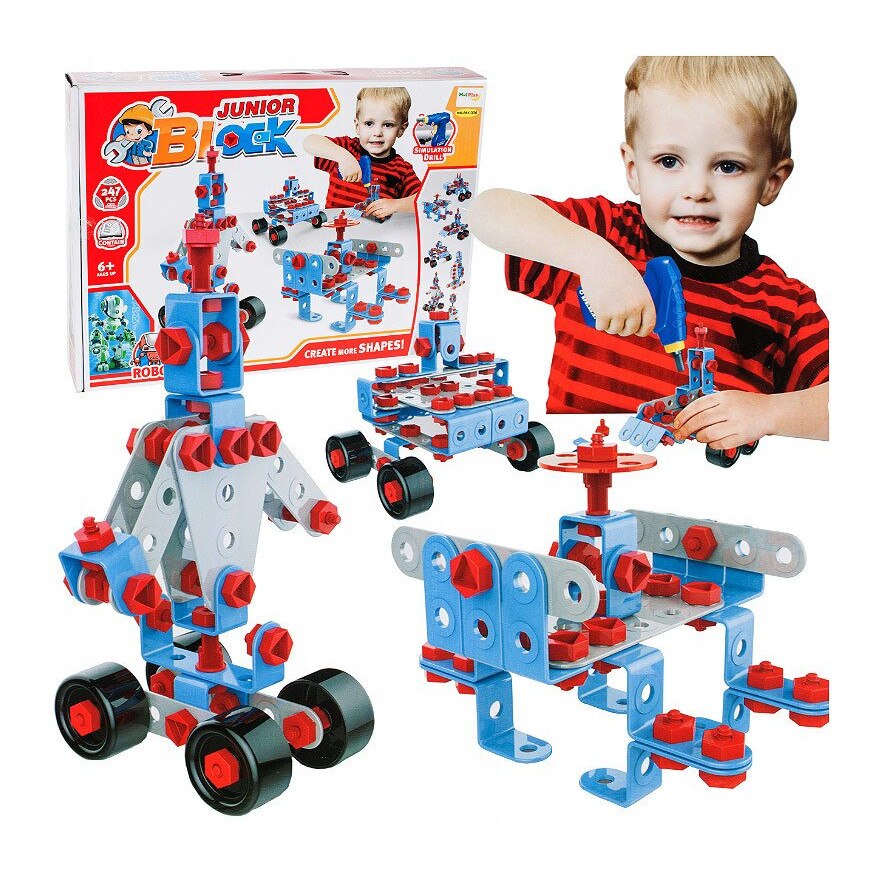 7 в 1 строителен комплект за игра IDL, JUNIOR BLOCK с 247 елемента ...