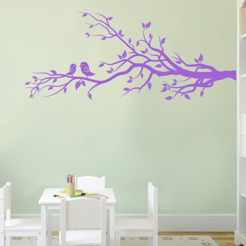 Sticker Decorativ - SMAER - Creanga de copac cu pasari - 120cm x 50cm ...